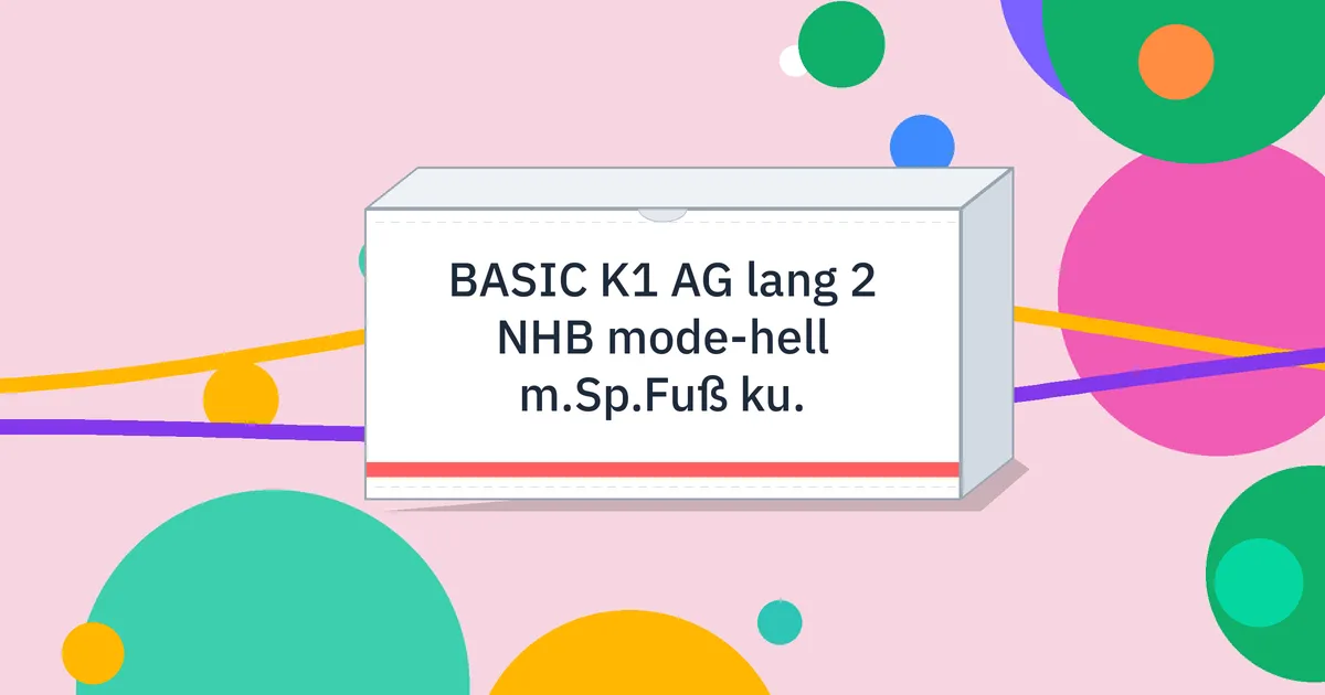 Symbolbild: Packung mit der Aufschrift BASIC K1 AG lang 2 NHB mode-hell m.Sp.Fuß ku. (PZN 20260045) – Verfügbarkeit und Bezug in Apotheken in Frankfurt am Main