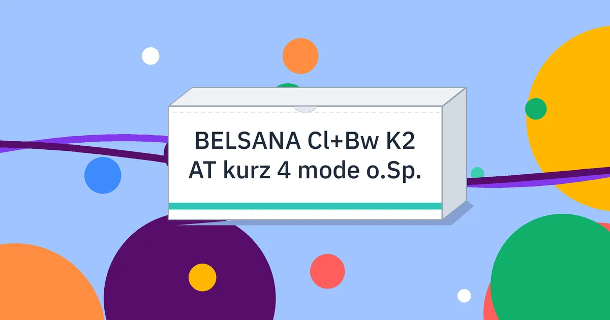 Symbolbild: Packung mit der Aufschrift BELSANA Cl+Bw K2 AT kurz 4 mode o.Sp. (PZN 12253077) – Verfügbarkeit und Bezug in Apotheken in Frankfurt am Main