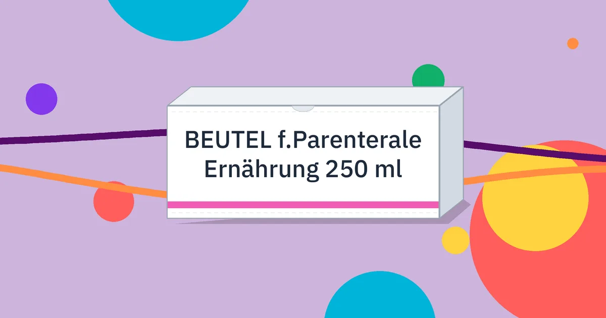 Symbolbild: Packung mit der Aufschrift BEUTEL f.Parenterale Ernährung 250 ml (PZN 07332403) – Verfügbarkeit und Bezug in Apotheken in Frankfurt am Main