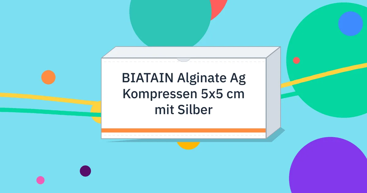 Symbolbild: Packung mit der Aufschrift BIATAIN Alginate Ag Kompressen 5x5 cm mit Silber (PZN 14331522) – Verfügbarkeit und Bezug in Apotheken in Frankfurt am Main
