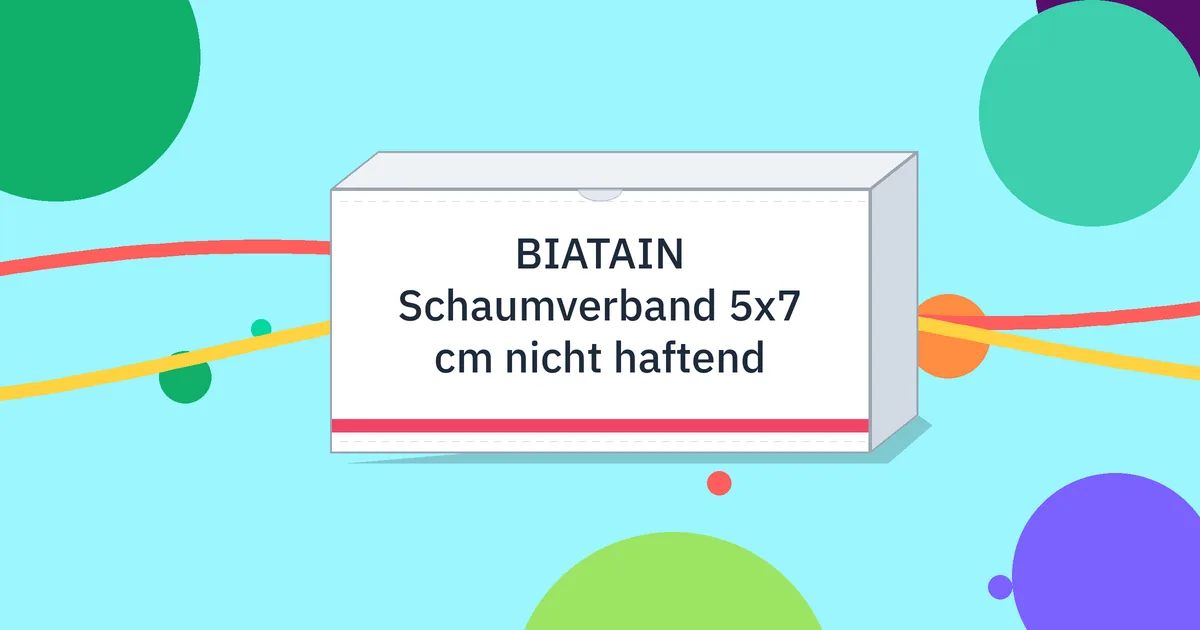 Symbolbild: Packung mit der Aufschrift BIATAIN Schaumverband 5x7 cm nicht haftend (PZN 19698954) – Verfügbarkeit und Bezug in Apotheken in Frankfurt am Main