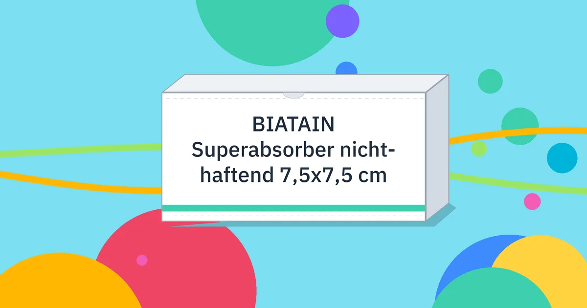 Symbolbild: Packung mit der Aufschrift BIATAIN Superabsorber nicht-haftend 7,5x7,5 cm (PZN 19768330) – Verfügbarkeit und Bezug in Apotheken in Frankfurt am Main
