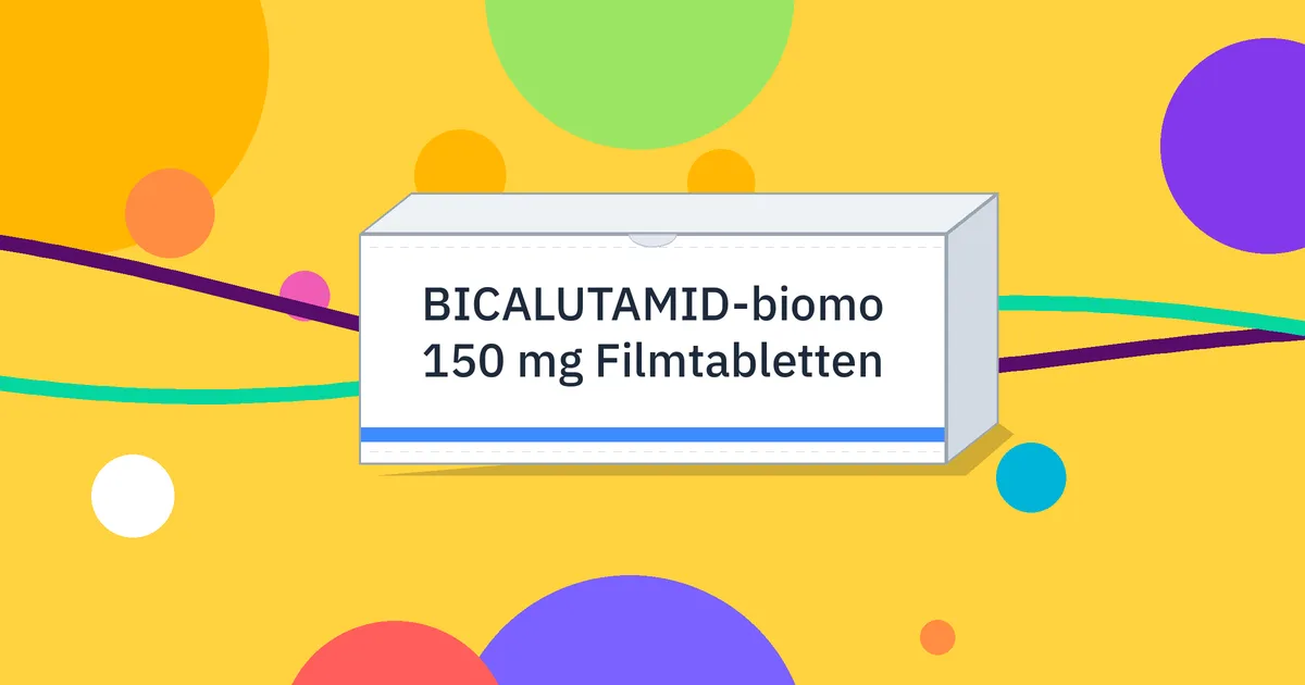 Symbolbild: Packung mit der Aufschrift BICALUTAMID-biomo 150 mg Filmtabletten (PZN 00440348) – Verfügbarkeit und Bezug in Apotheken in Frankfurt am Main