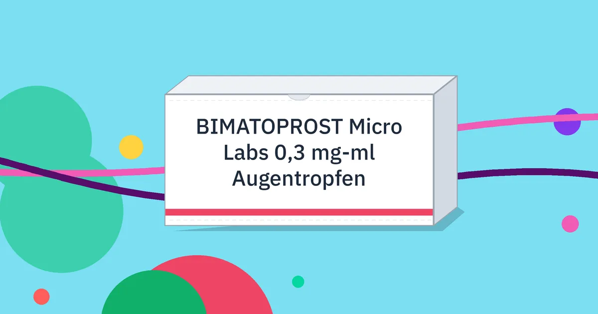 Symbolbild: Packung mit der Aufschrift BIMATOPROST Micro Labs 0,3 mg-ml Augentropfen (PZN 19173660) – Verfügbarkeit und Bezug in Apotheken in Frankfurt am Main