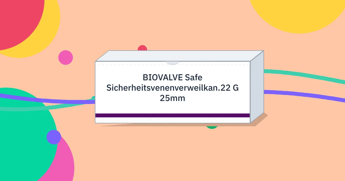 Symbolbild: Packung mit der Aufschrift BIOVALVE Safe Sicherheitsvenenverweilkan.22 G 25mm (PZN 09646844) – Verfügbarkeit und Bezug in Apotheken in Frankfurt am Main