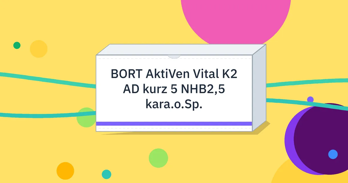 Symbolbild: Packung mit der Aufschrift BORT AktiVen Vital K2 AD kurz 5 NHB2,5 kara.o.Sp. (PZN 17497660) – Verfügbarkeit und Bezug in Apotheken in Frankfurt am Main