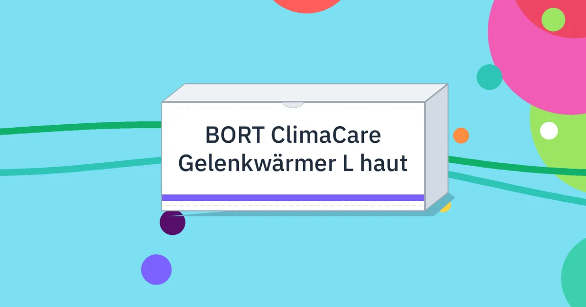 Symbolbild: Packung mit der Aufschrift BORT ClimaCare Gelenkwärmer L haut (PZN 01395271) – Verfügbarkeit und Bezug in Apotheken in Frankfurt am Main