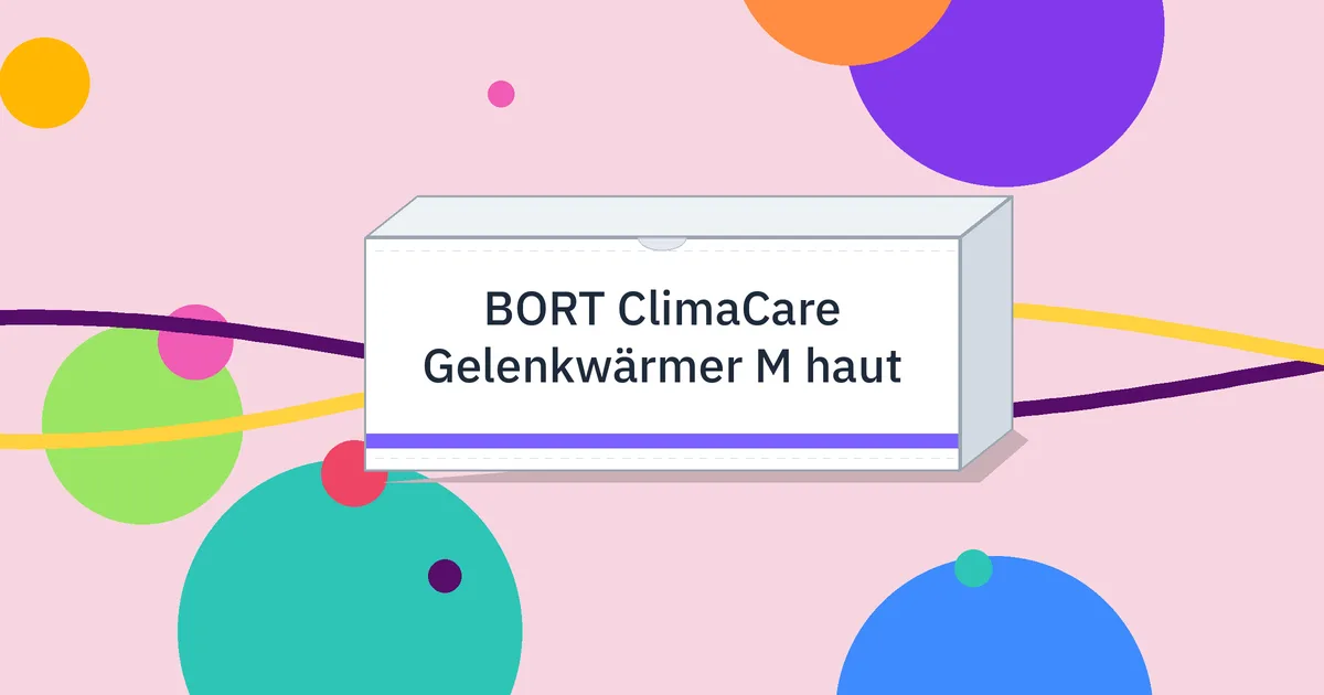 Symbolbild: Packung mit der Aufschrift BORT ClimaCare Gelenkwärmer M haut (PZN 01395259) – Verfügbarkeit und Bezug in Apotheken in Frankfurt am Main