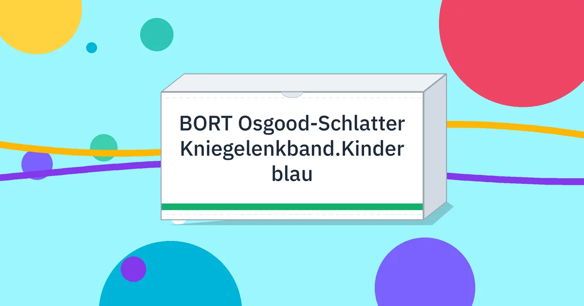 Symbolbild: Packung mit der Aufschrift BORT Osgood-Schlatter Kniegelenkband.Kinder blau (PZN 00237877) – Verfügbarkeit und Bezug in Apotheken in Frankfurt am Main