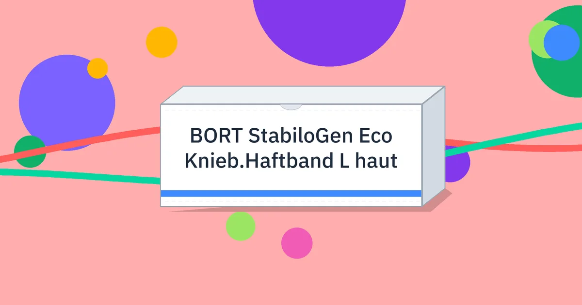 Symbolbild: Packung mit der Aufschrift BORT StabiloGen Eco Knieb.Haftband L haut (PZN 13424380) – Verfügbarkeit und Bezug in Apotheken in Frankfurt am Main