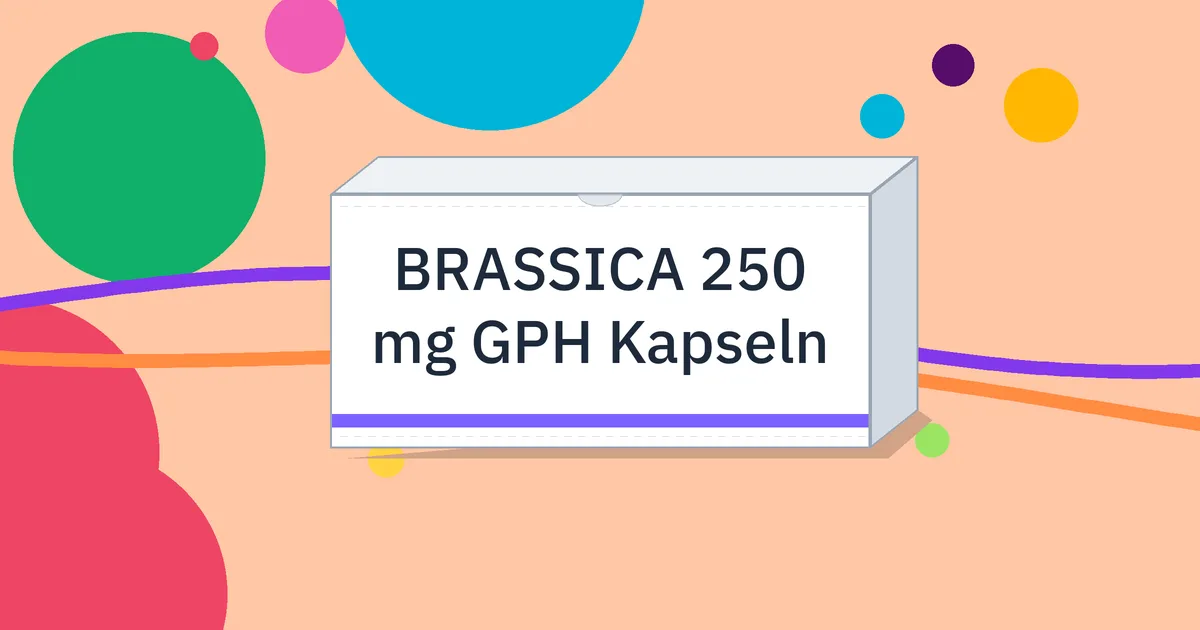 Symbolbild: Packung mit der Aufschrift BRASSICA 250 mg GPH Kapseln (PZN 00950523) – Verfügbarkeit und Bezug in Apotheken in Frankfurt am Main