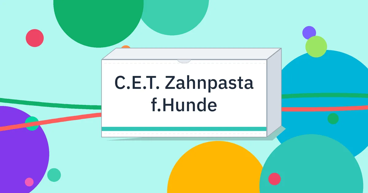 Symbolbild: Packung mit der Aufschrift C.E.T. Zahnpasta f.Hunde (PZN 16608904) – Verfügbarkeit und Bezug in Apotheken in Frankfurt am Main