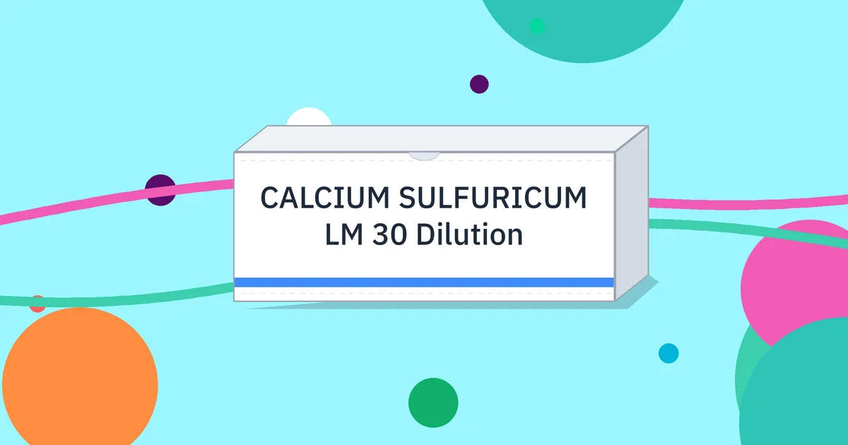 Symbolbild: Packung mit der Aufschrift CALCIUM SULFURICUM LM 30 Dilution (PZN 12807162) – Verfügbarkeit und Bezug in Apotheken in Frankfurt am Main