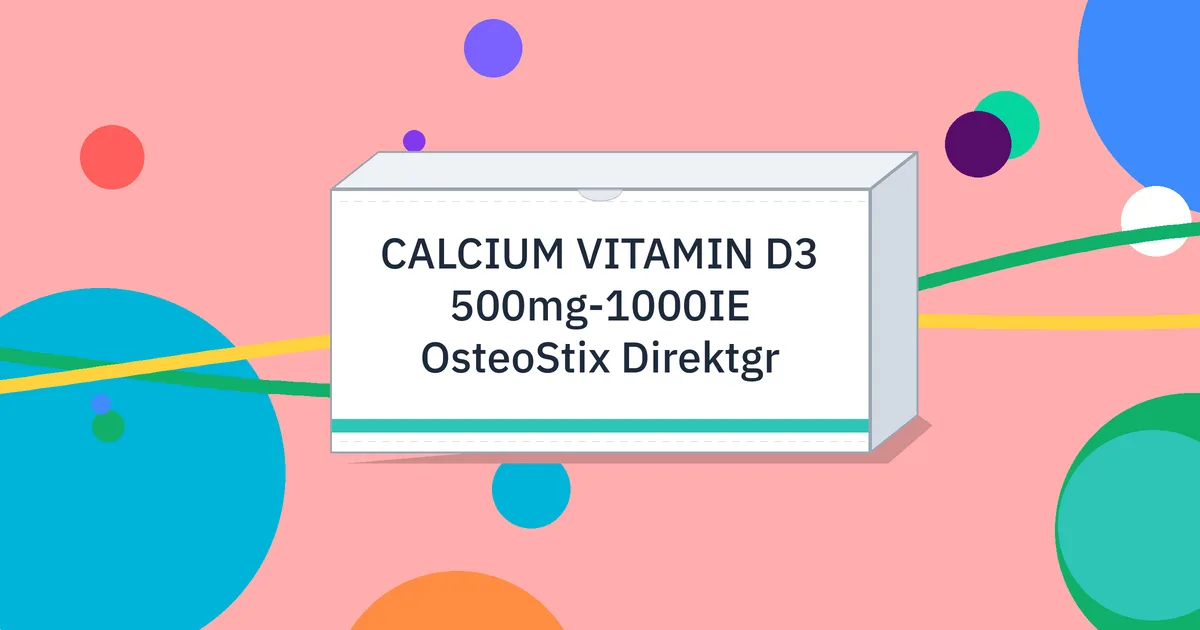 Symbolbild: Packung mit der Aufschrift CALCIUM VITAMIN D3 500mg-1000IE OsteoStix Direktgr (PZN 19123403) – Verfügbarkeit und Bezug in Apotheken in Frankfurt am Main