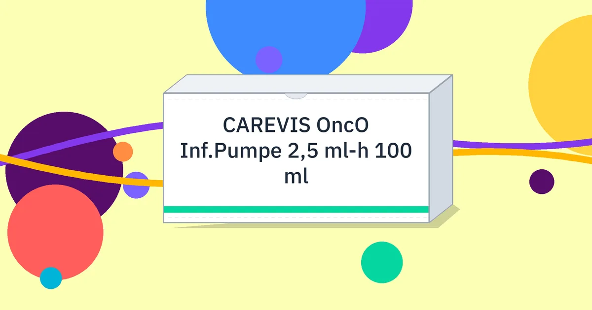 Symbolbild: Packung mit der Aufschrift CAREVIS OncO Inf.Pumpe 2,5 ml-h 100 ml (PZN 19117437) – Verfügbarkeit und Bezug in Apotheken in Frankfurt am Main