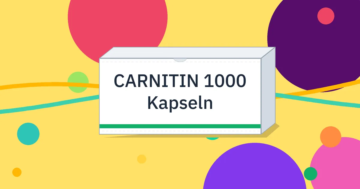 Symbolbild: Packung mit der Aufschrift CARNITIN 1000 Kapseln (PZN 00979076) – Verfügbarkeit und Bezug in Apotheken in Frankfurt am Main