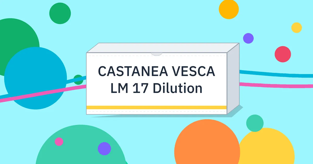 Symbolbild: Packung mit der Aufschrift CASTANEA VESCA LM 17 Dilution (PZN 13434378) – Verfügbarkeit und Bezug in Apotheken in Frankfurt am Main