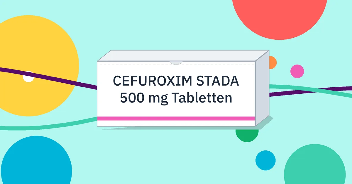 Symbolbild: Packung mit der Aufschrift CEFUROXIM STADA 500 mg Tabletten (PZN 02825845) – Verfügbarkeit und Bezug in Apotheken in Frankfurt am Main