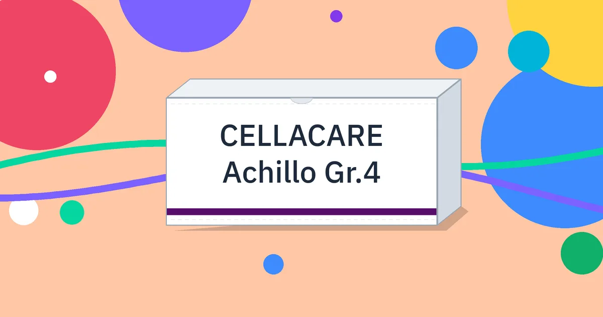 Symbolbild: Packung mit der Aufschrift CELLACARE Achillo Gr.4 (PZN 20549194) – Verfügbarkeit und Bezug in Apotheken in Frankfurt am Main
