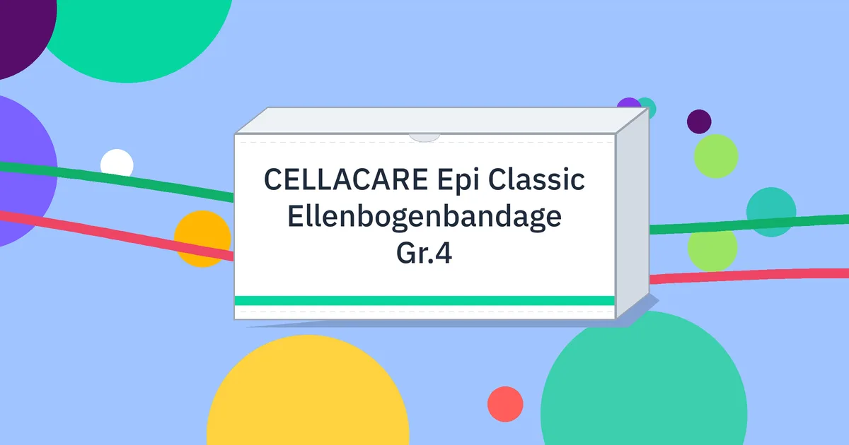 Symbolbild: Packung mit der Aufschrift CELLACARE Epi Classic Ellenbogenbandage Gr.4 (PZN 12647617) – Verfügbarkeit und Bezug in Apotheken in Frankfurt am Main