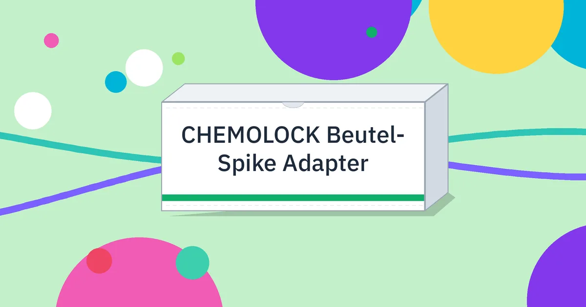 Symbolbild: Packung mit der Aufschrift CHEMOLOCK Beutel-Spike Adapter (PZN 18499141) – Verfügbarkeit und Bezug in Apotheken in Frankfurt am Main