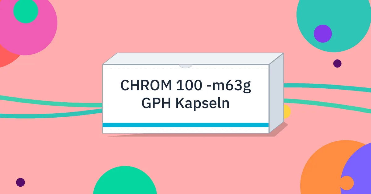 Symbolbild: Packung mit der Aufschrift CHROM 100 -m63g GPH Kapseln (PZN 04527721) – Verfügbarkeit und Bezug in Apotheken in Frankfurt am Main