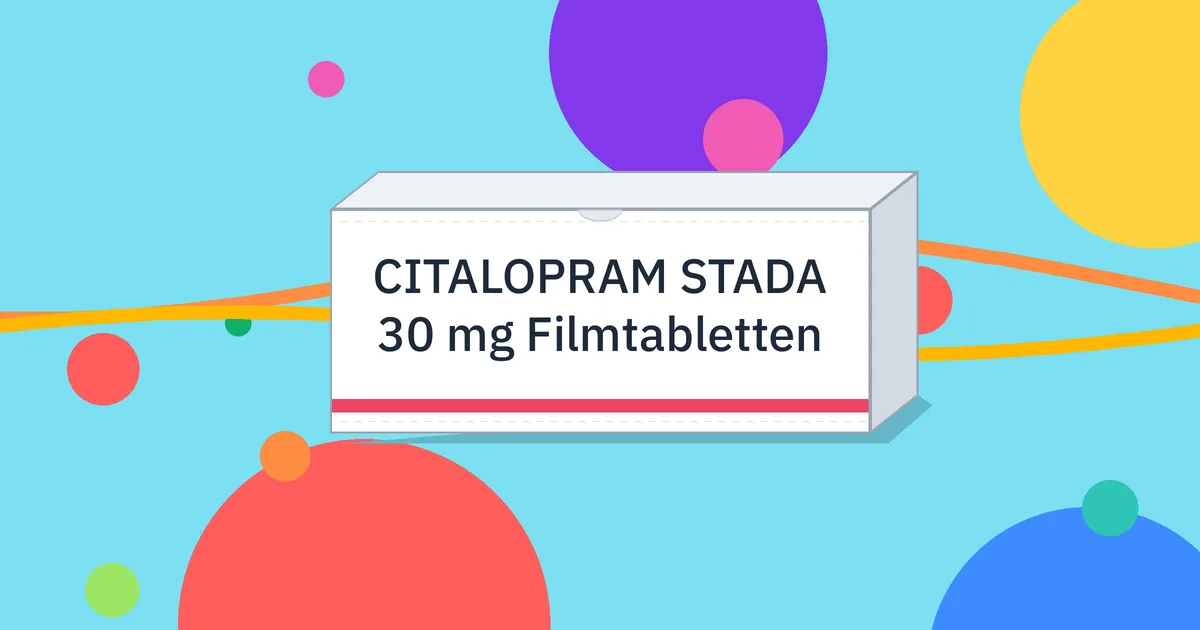 Symbolbild: Packung mit der Aufschrift CITALOPRAM STADA 30 mg Filmtabletten (PZN 17827703) – Verfügbarkeit und Bezug in Apotheken in Frankfurt am Main