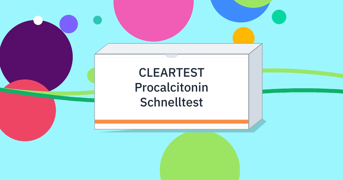 Symbolbild: Packung mit der Aufschrift CLEARTEST Procalcitonin Schnelltest (PZN 14056926) – Verfügbarkeit und Bezug in Apotheken in Frankfurt am Main