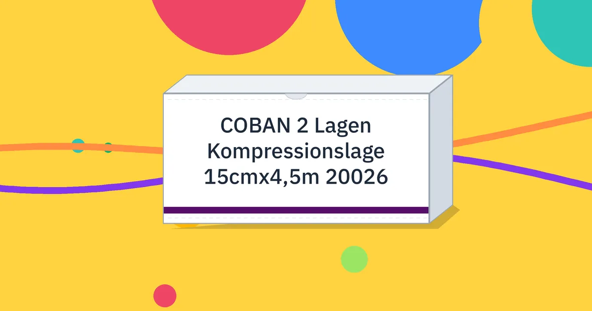 Symbolbild: Packung mit der Aufschrift COBAN 2 Lagen Kompressionslage 15cmx4,5m 20026 (PZN 07515836) – Verfügbarkeit und Bezug in Apotheken in Frankfurt am Main