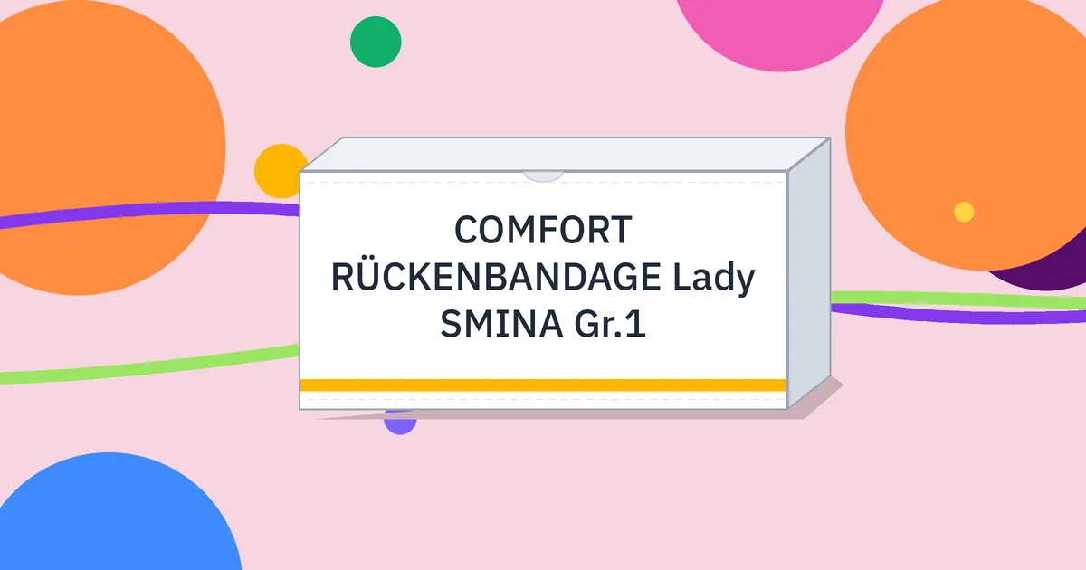 Symbolbild: Packung mit der Aufschrift COMFORT RÜCKENBANDAGE Lady SMINA Gr.1 (PZN 20163224) – Verfügbarkeit und Bezug in Apotheken in Frankfurt am Main