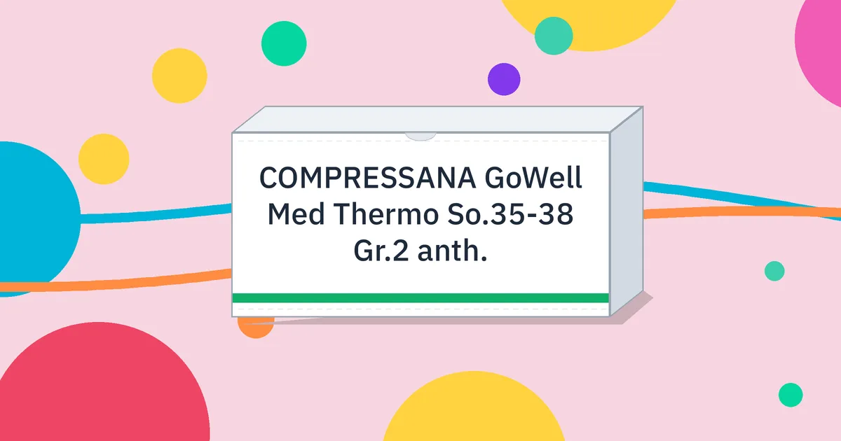 Symbolbild: Packung mit der Aufschrift COMPRESSANA GoWell Med Thermo So.35-38 Gr.2 anth. (PZN 03104906) – Verfügbarkeit und Bezug in Apotheken in Frankfurt am Main