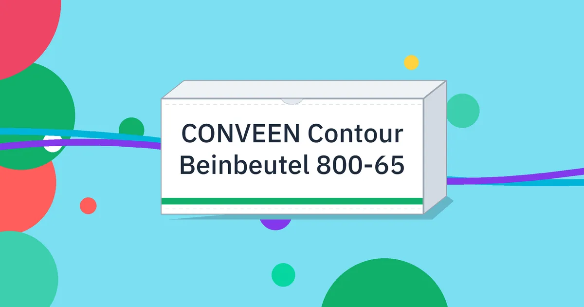 Symbolbild: Packung mit der Aufschrift CONVEEN Contour Beinbeutel 800-65 (PZN 10299721) – Verfügbarkeit und Bezug in Apotheken in Frankfurt am Main