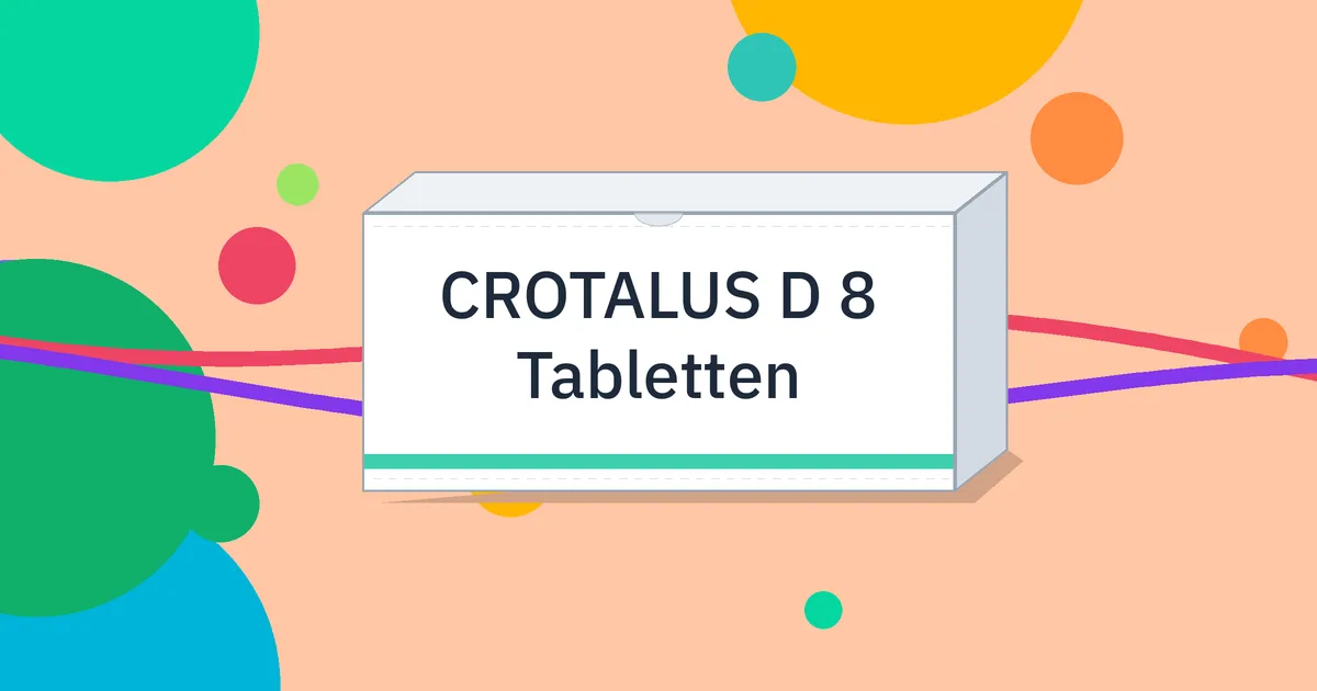 Symbolbild: Packung mit der Aufschrift CROTALUS D 8 Tabletten (PZN 04214301) – Verfügbarkeit und Bezug in Apotheken in Frankfurt am Main