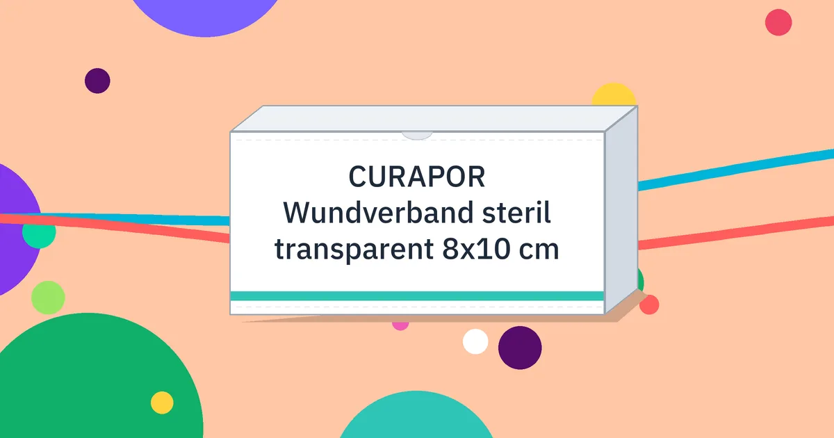 Symbolbild: Packung mit der Aufschrift CURAPOR Wundverband steril transparent 8x10 cm (PZN 17831627) – Verfügbarkeit und Bezug in Apotheken in Frankfurt am Main