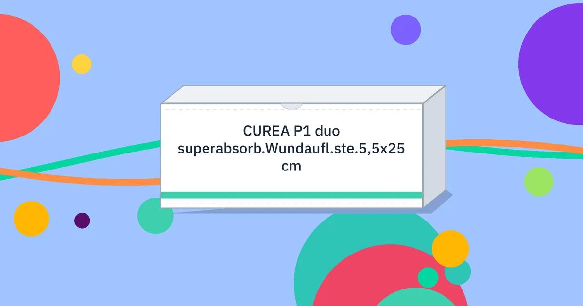 Symbolbild: Packung mit der Aufschrift CUREA P1 duo superabsorb.Wundaufl.ste.5,5x25 cm (PZN 16005318) – Verfügbarkeit und Bezug in Apotheken in Frankfurt am Main