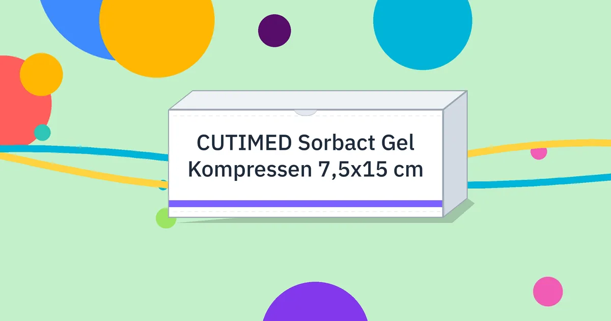 Symbolbild: Packung mit der Aufschrift CUTIMED Sorbact Gel Kompressen 7,5x15 cm (PZN 20543599) – Verfügbarkeit und Bezug in Apotheken in Frankfurt am Main