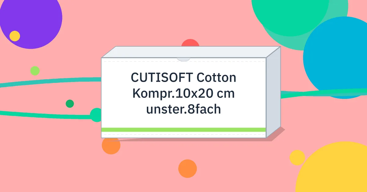 Symbolbild: Packung mit der Aufschrift CUTISOFT Cotton Kompr.10x20 cm unster.8fach (PZN 03896853) – Verfügbarkeit und Bezug in Apotheken in Frankfurt am Main