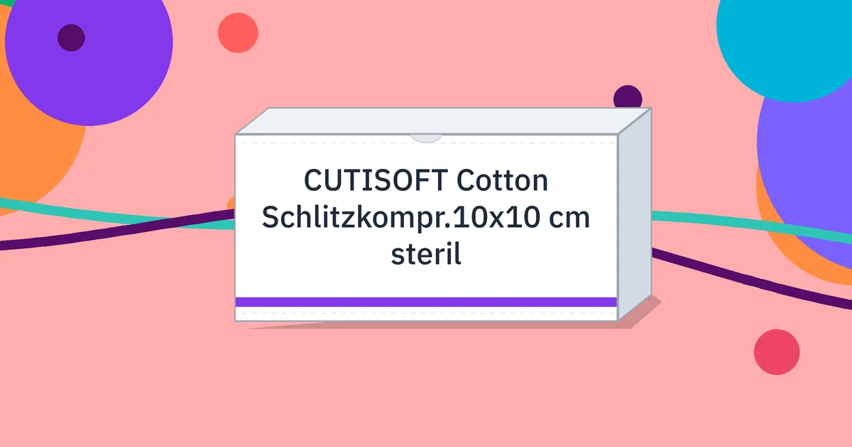 Symbolbild: Packung mit der Aufschrift CUTISOFT Cotton Schlitzkompr.10x10 cm steril (PZN 12656272) – Verfügbarkeit und Bezug in Apotheken in Frankfurt am Main