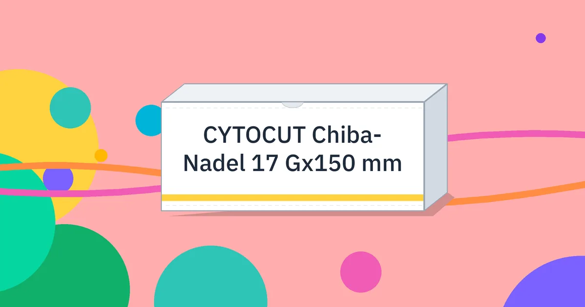 Symbolbild: Packung mit der Aufschrift CYTOCUT Chiba-Nadel 17 Gx150 mm (PZN 19735075) – Verfügbarkeit und Bezug in Apotheken in Frankfurt am Main