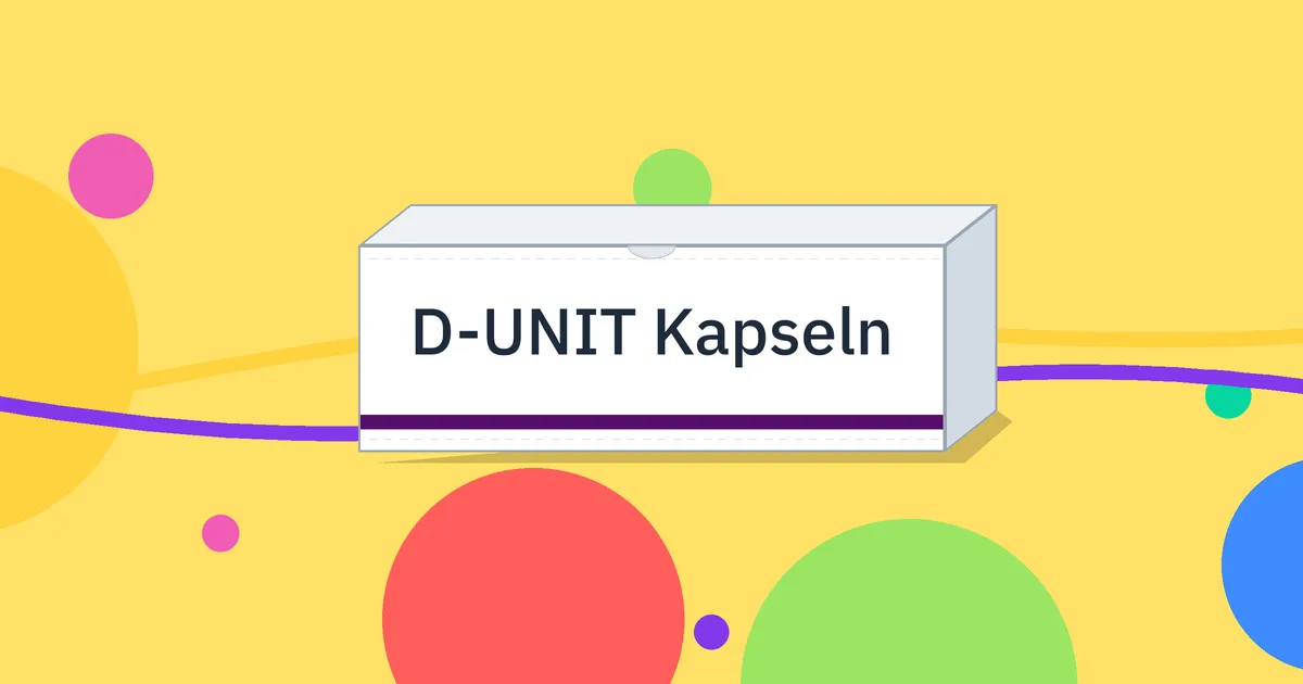 Symbolbild: Packung mit der Aufschrift D-UNIT Kapseln (PZN 06772809) – Verfügbarkeit und Bezug in Apotheken in Frankfurt am Main