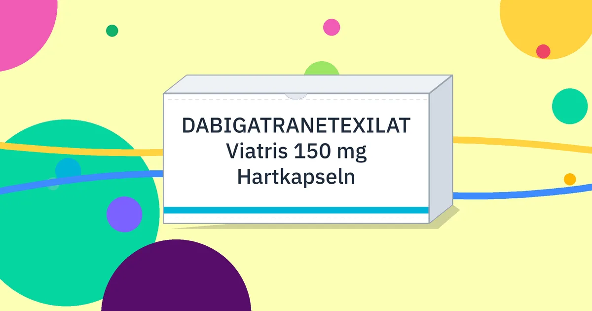 Symbolbild: Packung mit der Aufschrift DABIGATRANETEXILAT Viatris 150 mg Hartkapseln (PZN 19158620) – Verfügbarkeit und Bezug in Apotheken in Frankfurt am Main