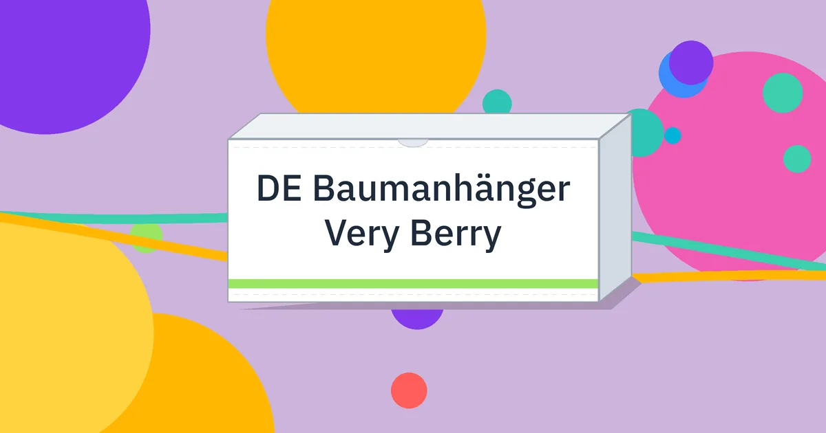 Symbolbild: Packung mit der Aufschrift DE Baumanhänger Very Berry (PZN 18134741) – Verfügbarkeit und Bezug in Apotheken in Frankfurt am Main