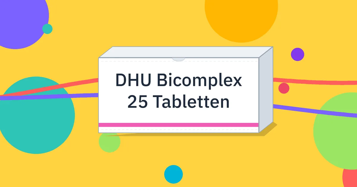 Symbolbild: Packung mit der Aufschrift DHU Bicomplex 25 Tabletten (PZN 16743200) – Verfügbarkeit und Bezug in Apotheken in Frankfurt am Main