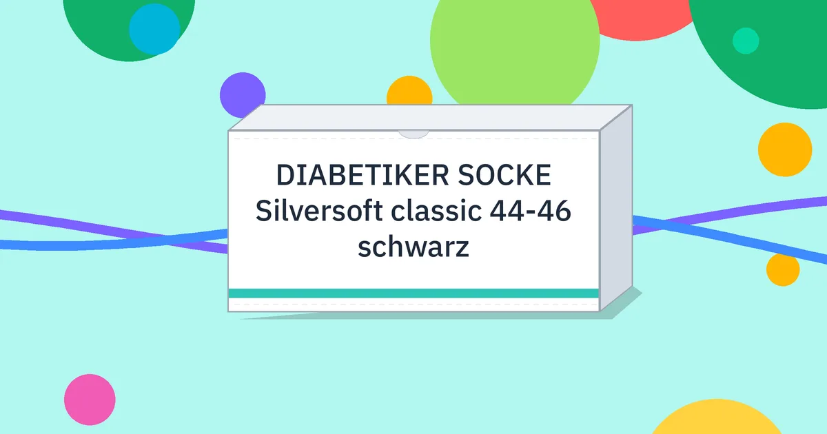 Symbolbild: Packung mit der Aufschrift DIABETIKER SOCKE Silversoft classic 44-46 schwarz (PZN 11124633) – Verfügbarkeit und Bezug in Apotheken in Frankfurt am Main