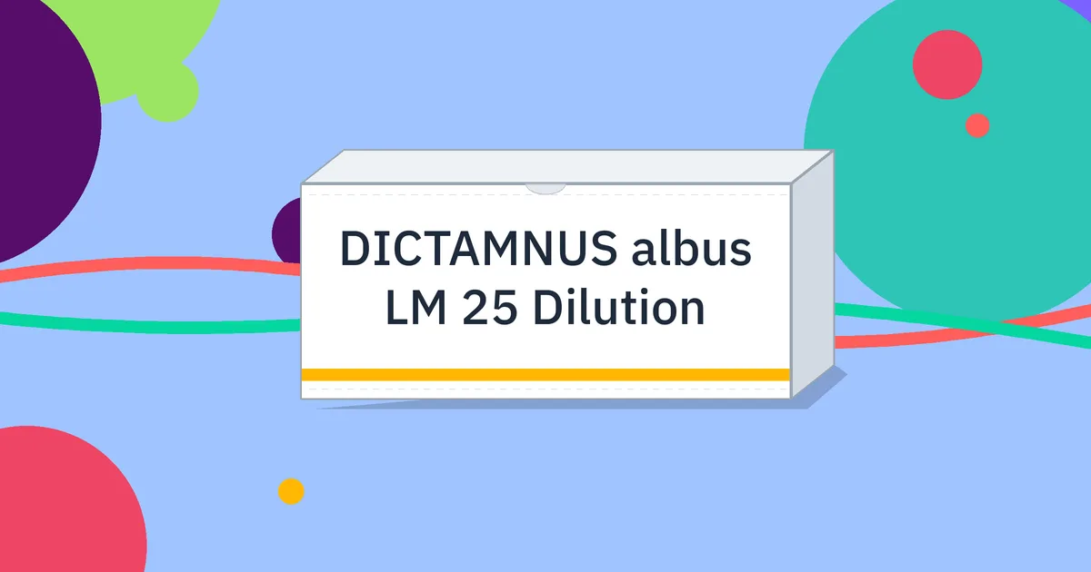 Symbolbild: Packung mit der Aufschrift DICTAMNUS albus LM 25 Dilution (PZN 13464824) – Verfügbarkeit und Bezug in Apotheken in Frankfurt am Main