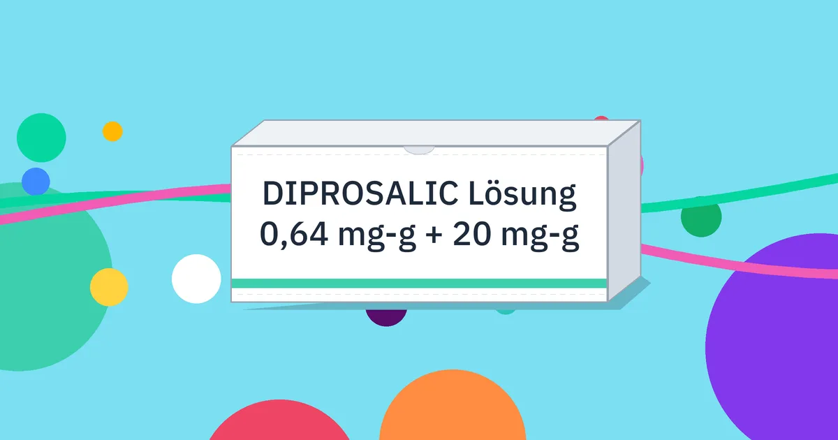 Symbolbild: Packung mit der Aufschrift DIPROSALIC Lösung 0,64 mg-g + 20 mg-g (PZN 12496590) – Verfügbarkeit und Bezug in Apotheken in Frankfurt am Main