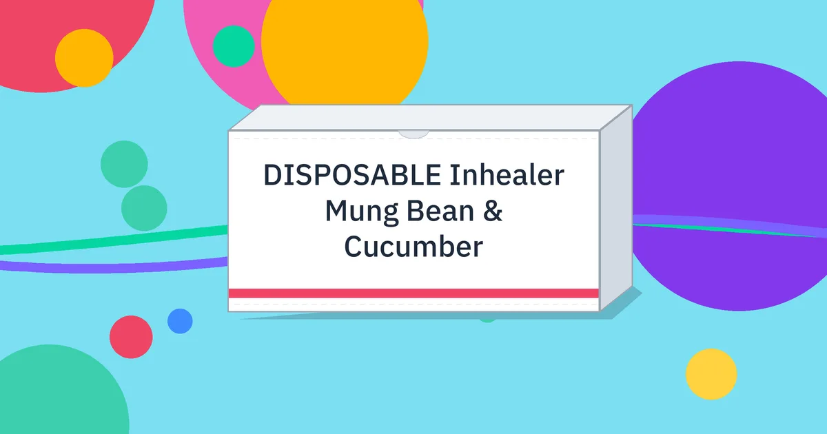 Symbolbild: Packung mit der Aufschrift DISPOSABLE Inhealer Mung Bean & Cucumber (PZN 18907462) – Verfügbarkeit und Bezug in Apotheken in Frankfurt am Main