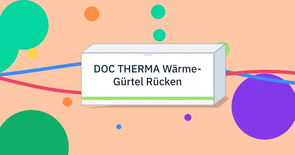 Symbolbild: Packung mit der Aufschrift DOC THERMA Wärme-Gürtel Rücken (PZN 18017136) – Verfügbarkeit und Bezug in Apotheken in Frankfurt am Main