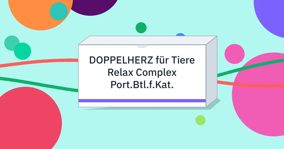 Symbolbild: Packung mit der Aufschrift DOPPELHERZ für Tiere Relax Complex Port.Btl.f.Kat. (PZN 18450169) – Verfügbarkeit und Bezug in Apotheken in Frankfurt am Main