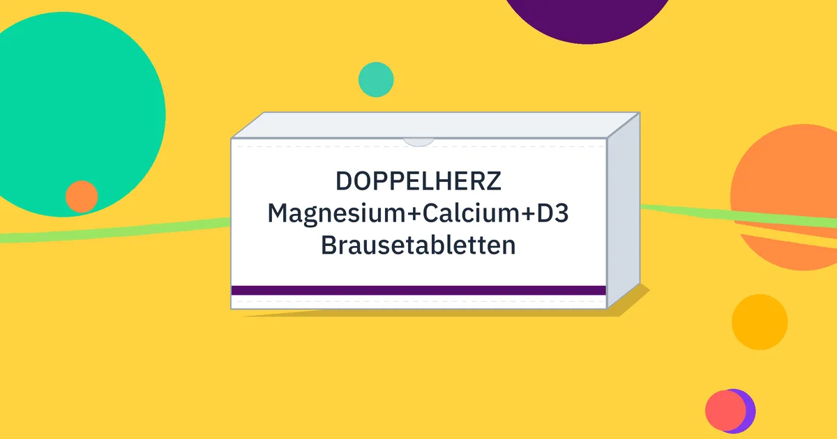 Symbolbild: Packung mit der Aufschrift DOPPELHERZ Magnesium+Calcium+D3 Brausetabletten (PZN 19068880) – Verfügbarkeit und Bezug in Apotheken in Frankfurt am Main